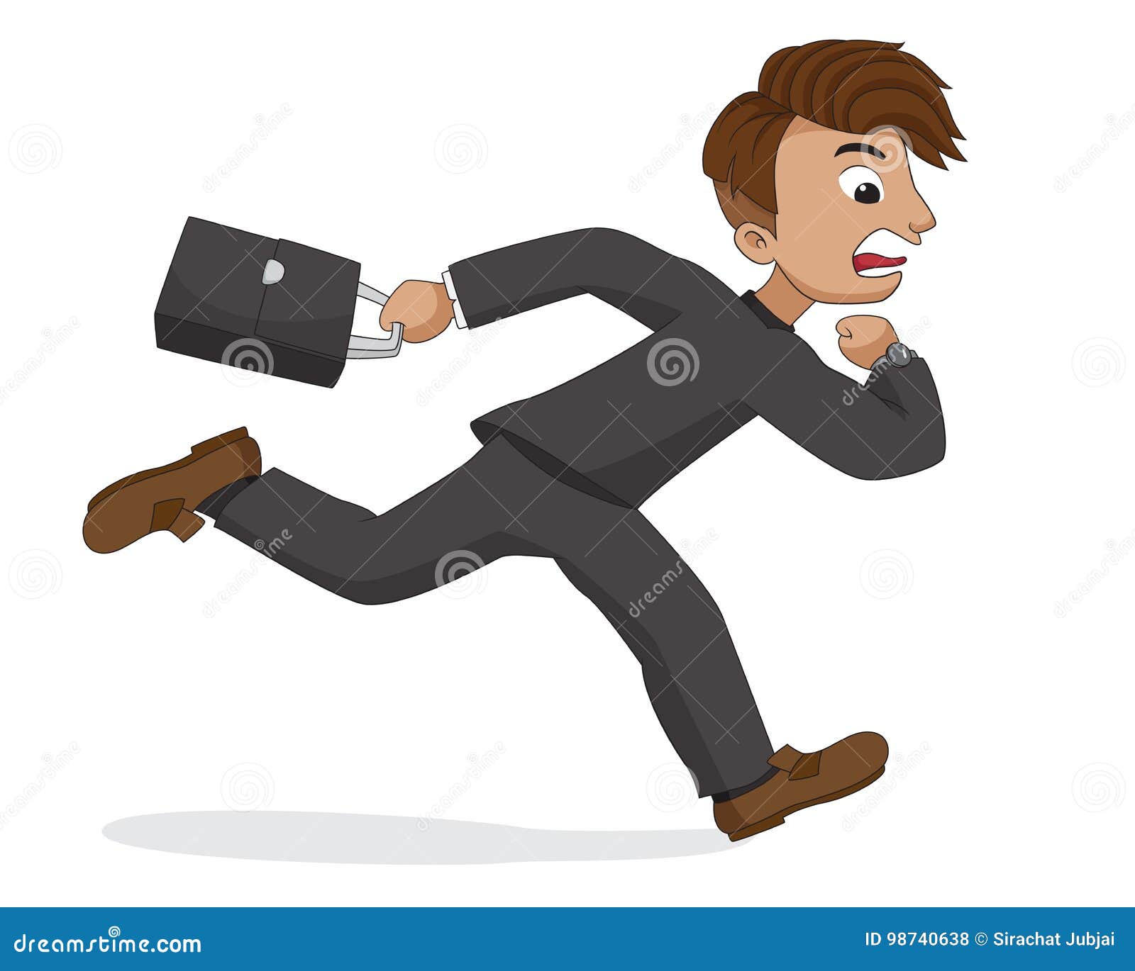 He Rushed To Work because of Be Late for Work. Stock Vector ...