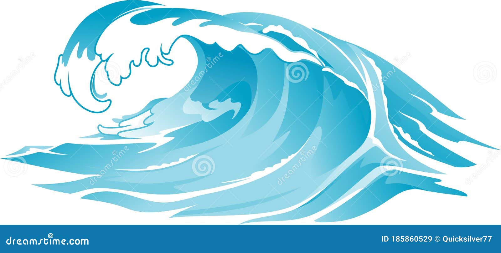 Rushing Huge Wave, Isolated Illustration Stock Vector - Illustration of ...