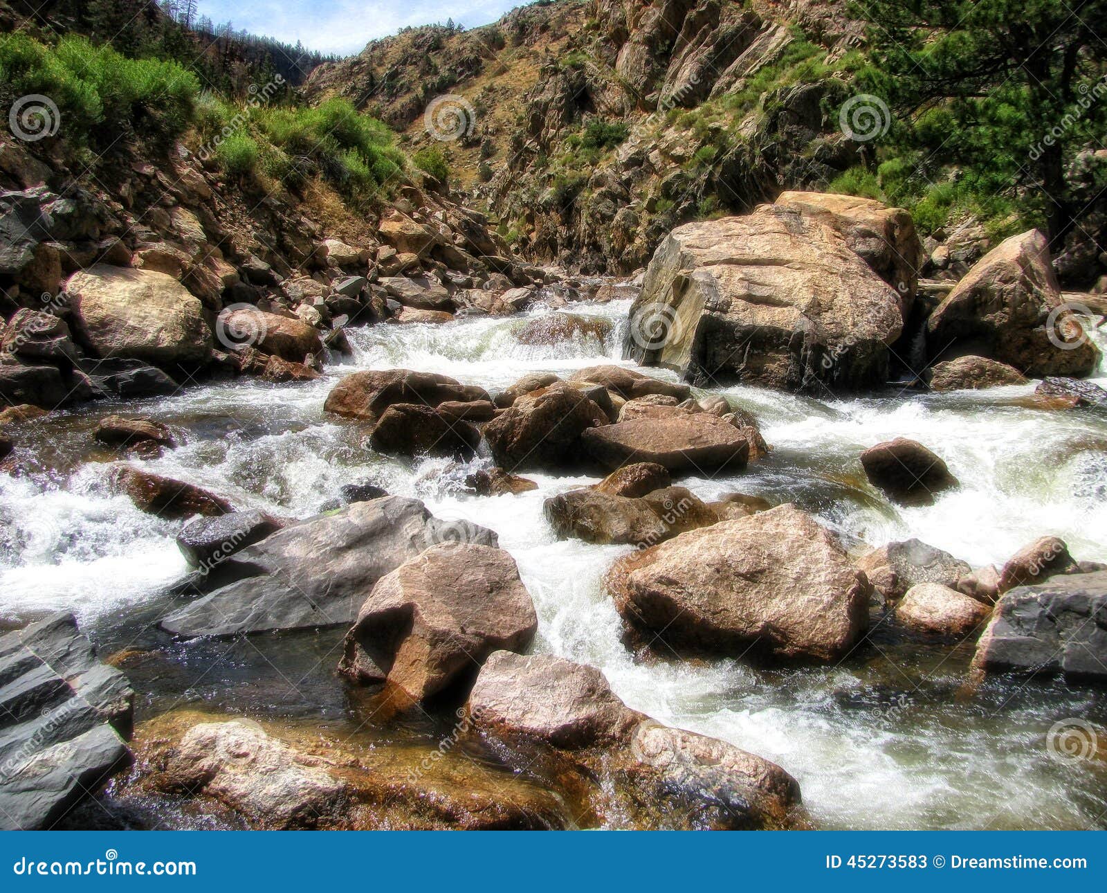 Rushing River stock image. Image of rocky, river, mountains - 45273583
