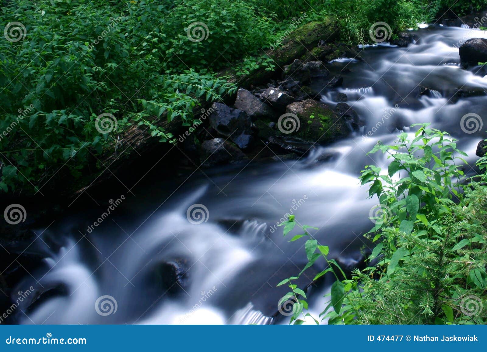 Rushing Stream stock image. Image of brook, fresh, blur - 474477