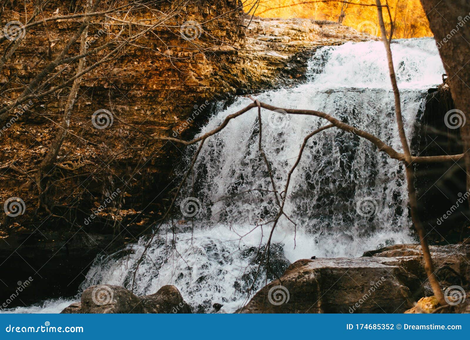 Rushing Water Over Rocks Waterfall Stock Photo - Image of waterfall ...
