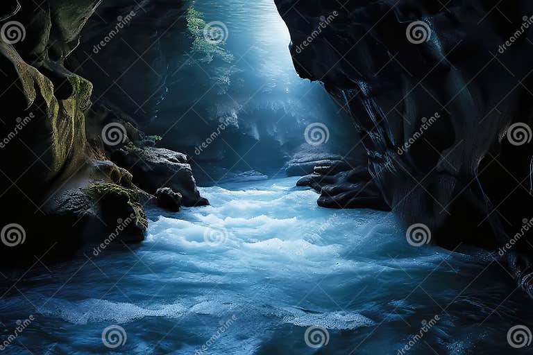 Rushing Water of the Underground River Stock Image - Image of ...