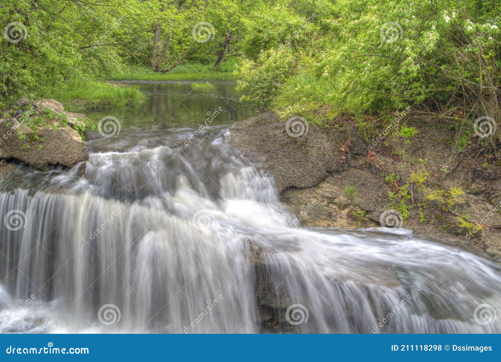 Rushing Waterfall in the Spring Stock Photo - Image of landscape, flow ...