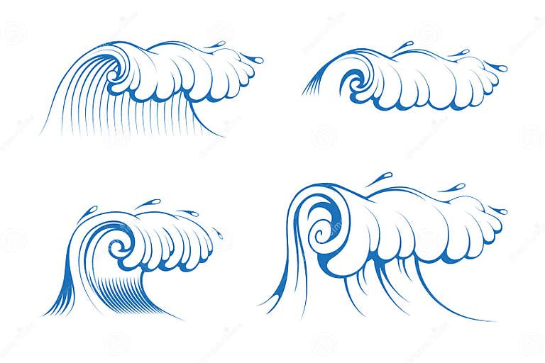 Rushing Wave. Ocean and Sea Waves. Ocean Surface Wave Stock Vector ...