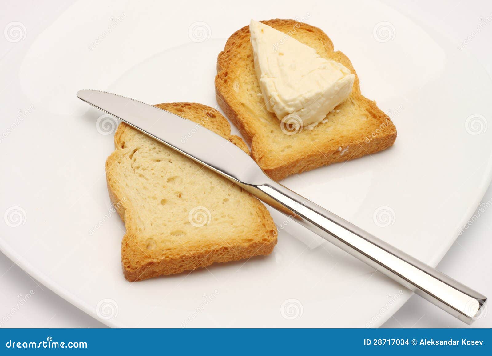 Rusk Bread Slice, Cheese and Knife Stock Photo - Image of meal, food ...