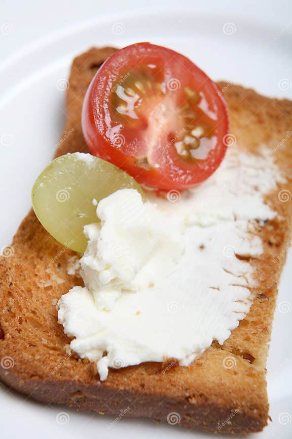 Rusk Cheese and Tomato Vertical Stock Photo - Image of grape, cheese ...