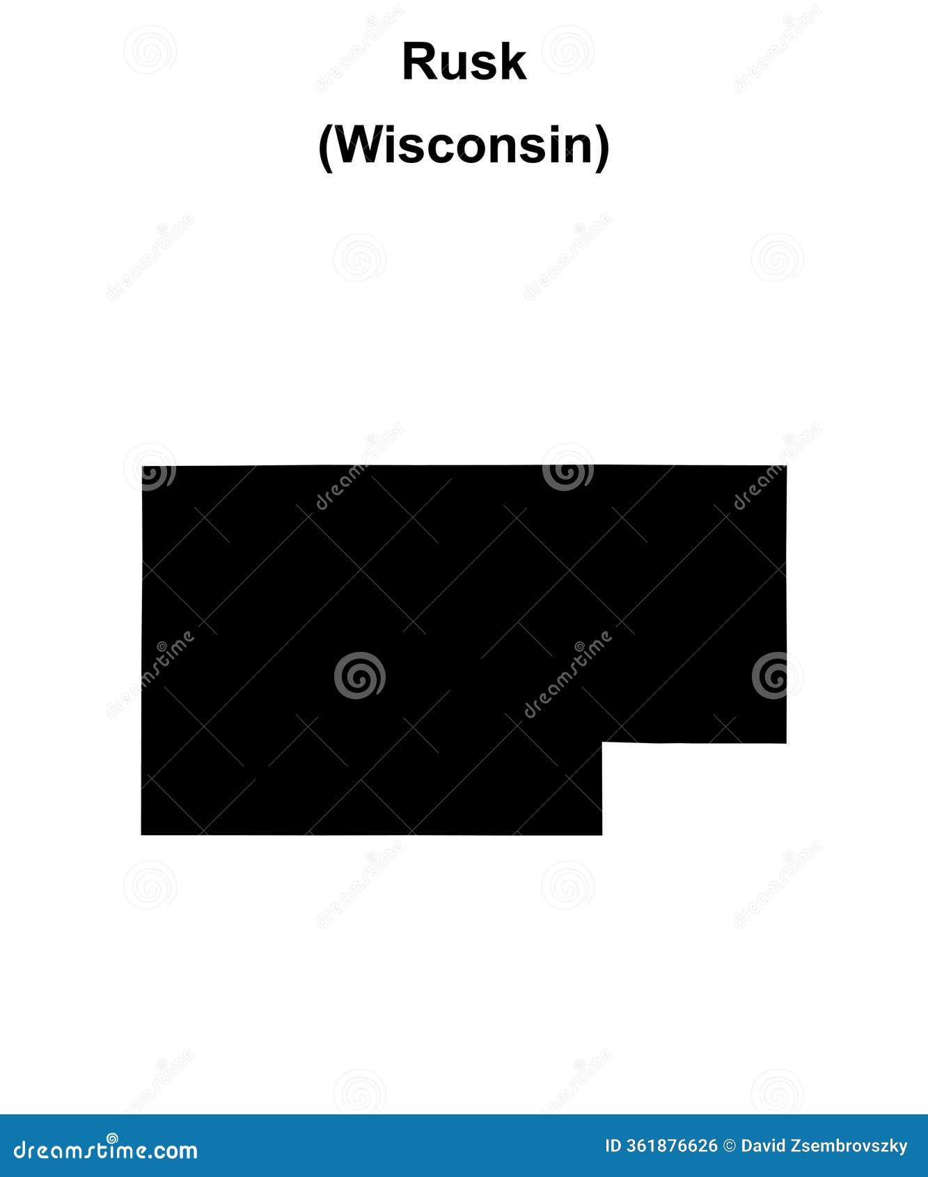 Map Of Rusk County In Wisconsin State On White Background. Single ...