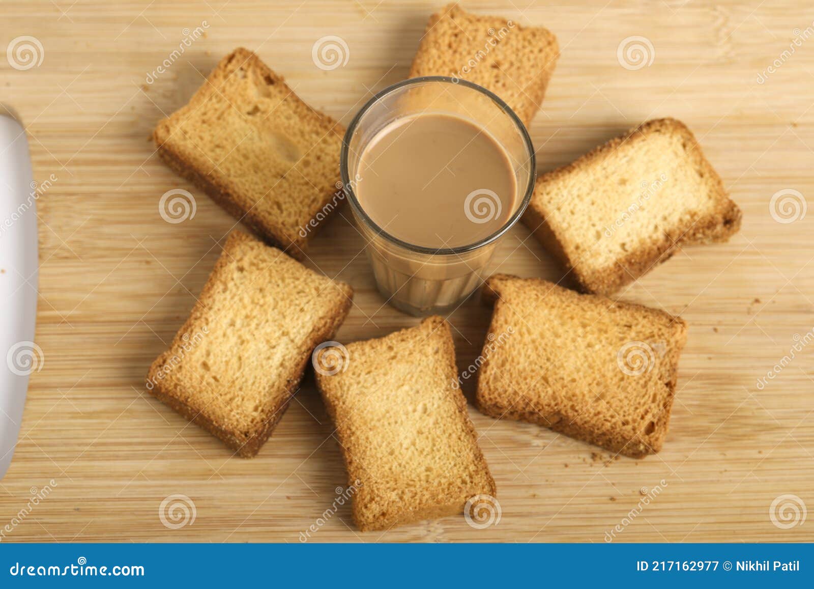 Rusk with Cup of Tea with Wood Background Stock Image - Image of ...