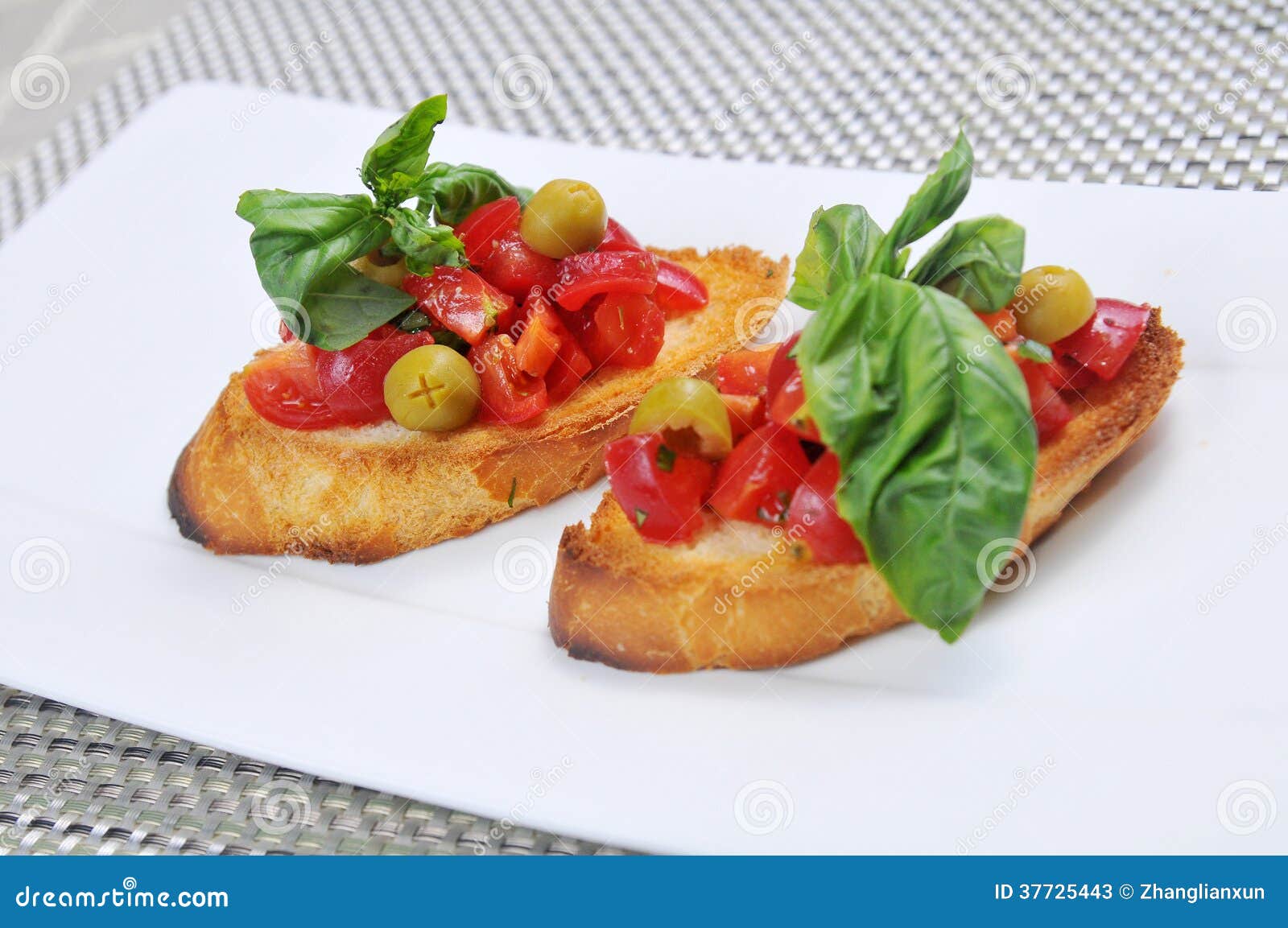 Rusk with tomato stock image. Image of green, delicious - 37725443