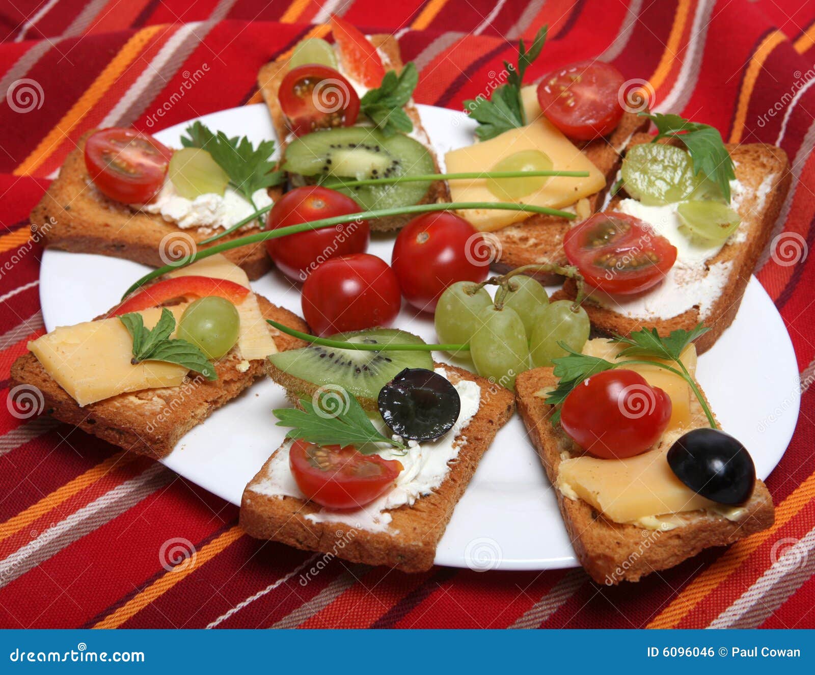 Rusks with Cheese and Garnish Stock Photo - Image of canapes, melba ...