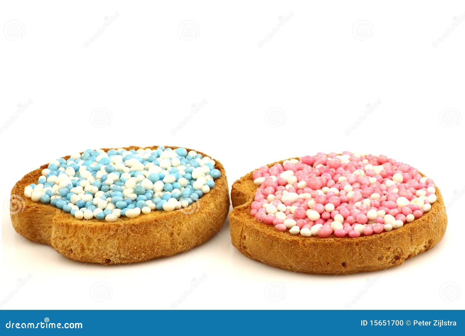 Rusks with White and Blue and Pink Sprinkles Stock Photo - Image of ...