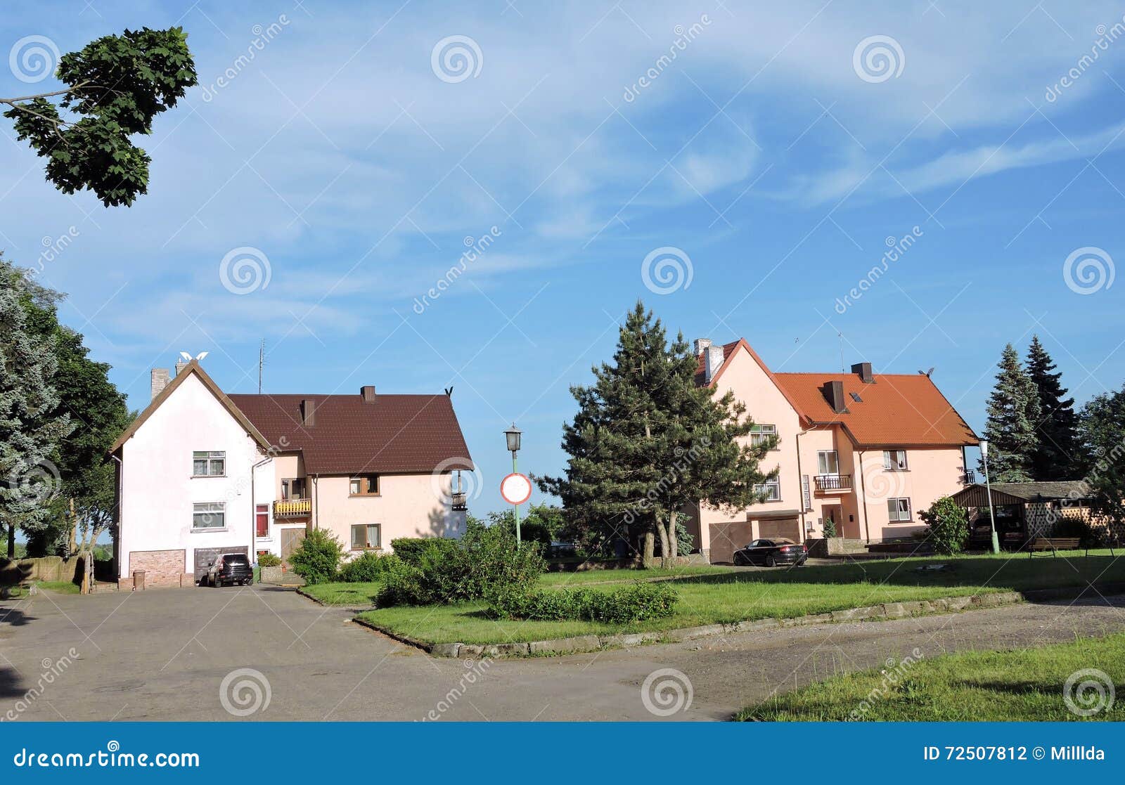 Rusne city, Lithuania stock photo. Image of roofs, summer - 72507812