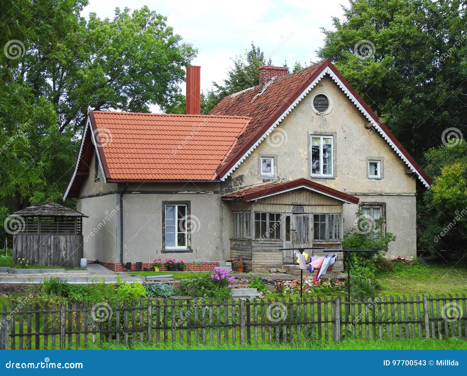 Rusne town, Lithuania stock image. Image of flowers, nest - 97700543