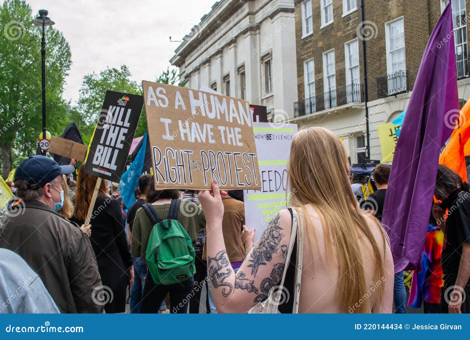 RUSSELL SQUARE, LONDON, ENGLAND- 29 May 2021: Protesters at a KILL the ...
