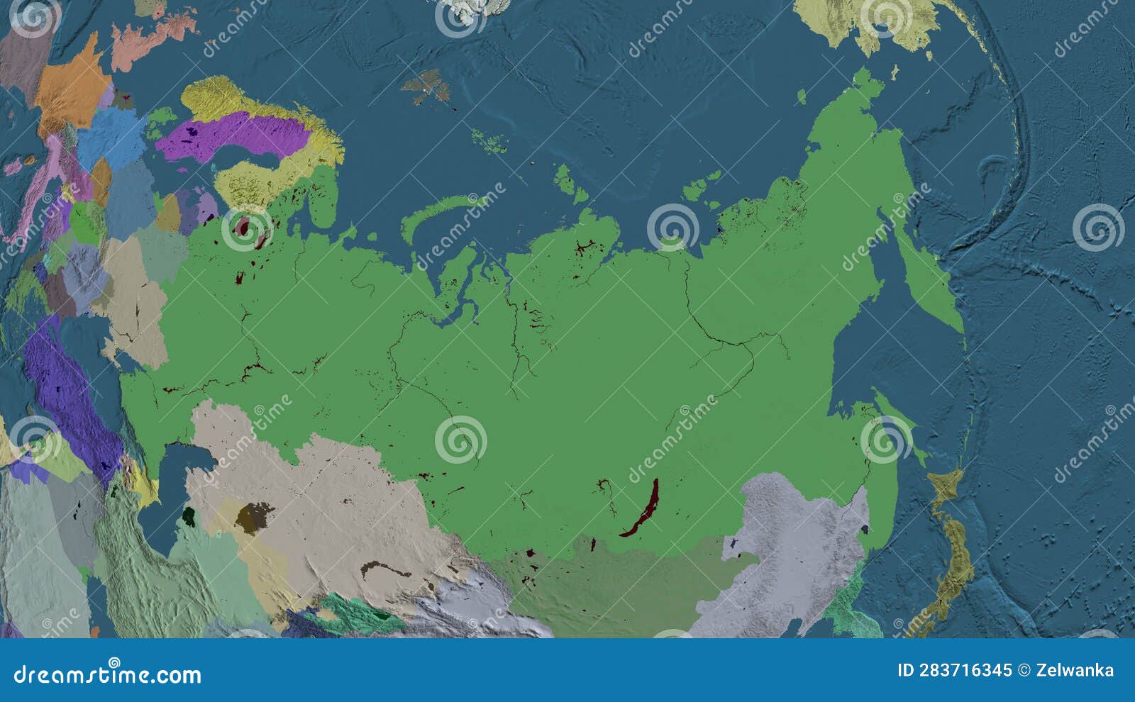 Russia Area. Administrative Map Stock Illustration - Illustration of ...