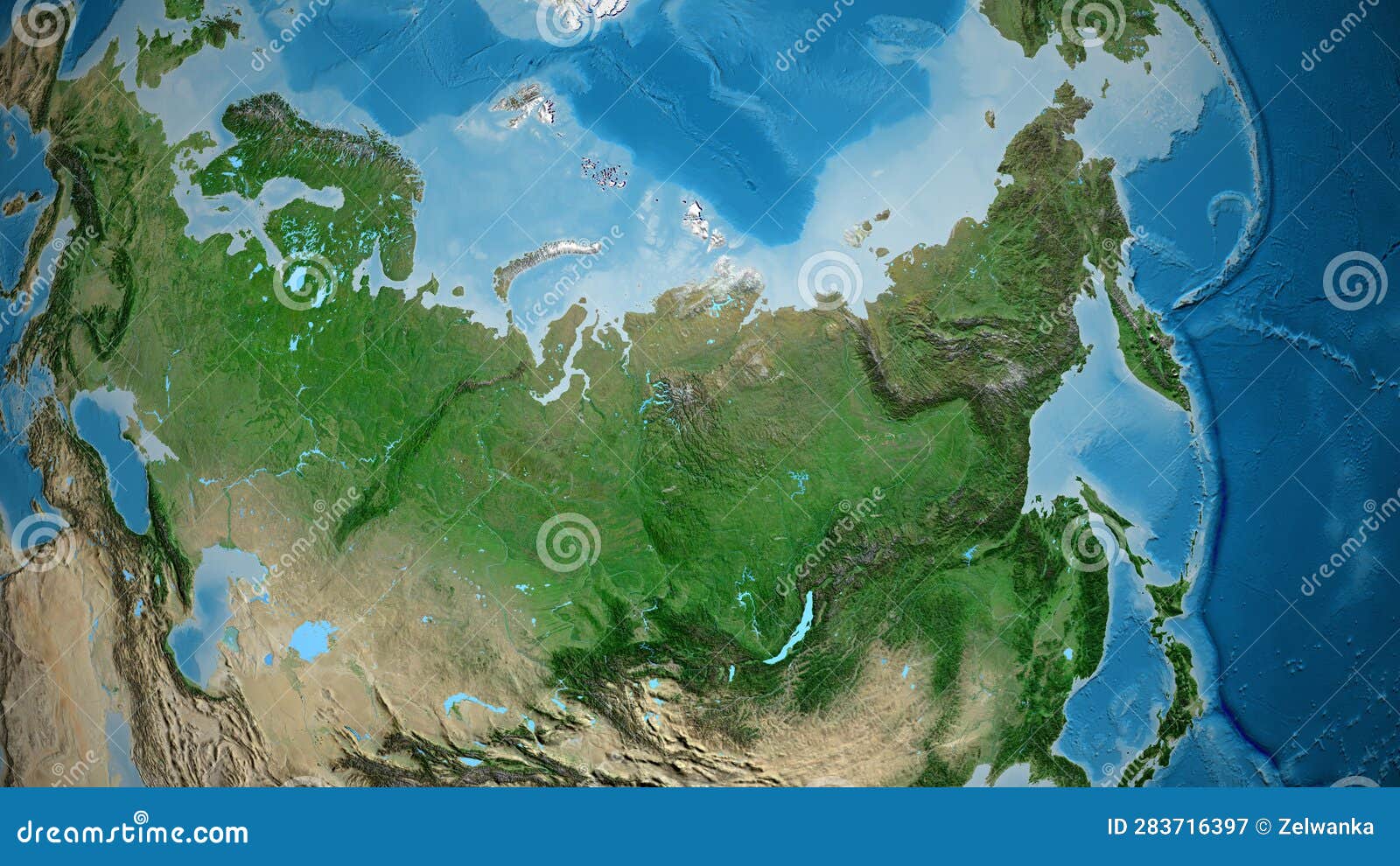Russia area. Satellite map stock illustration. Illustration of border ...