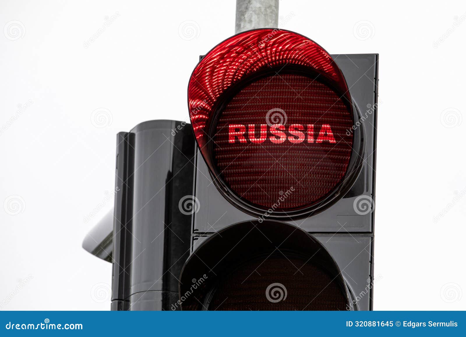 RUSSIA Ban Concept. Traffic Light with Red Light Stock Image - Image of ...
