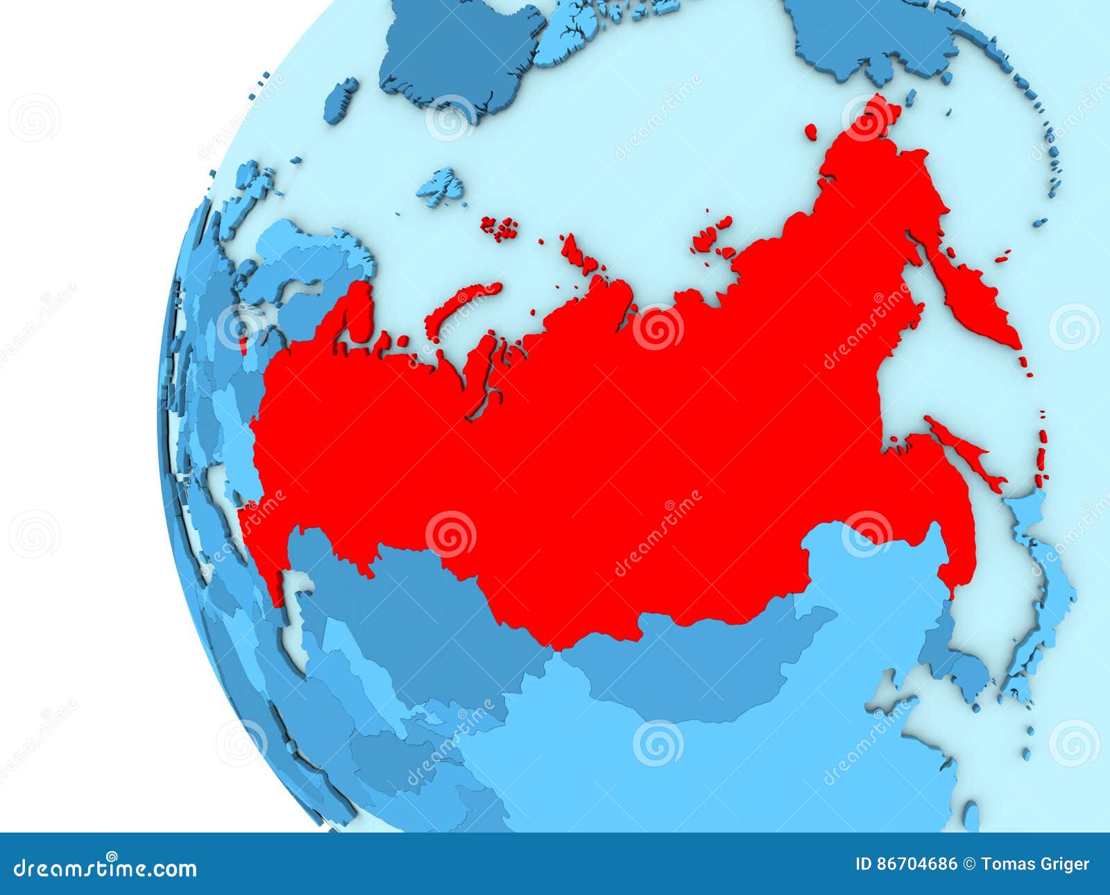 Russia on blue globe stock illustration. Illustration of blue - 86704686