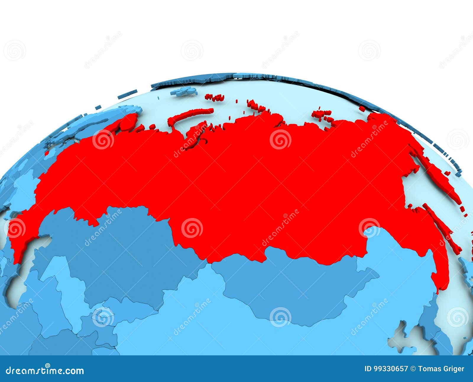Russia on Blue Political Globe Stock Illustration - Illustration of ...