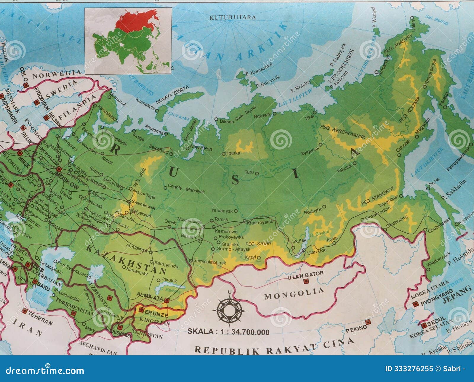 Map of Russia and Surrounding Cities Stock Illustration - Illustration ...
