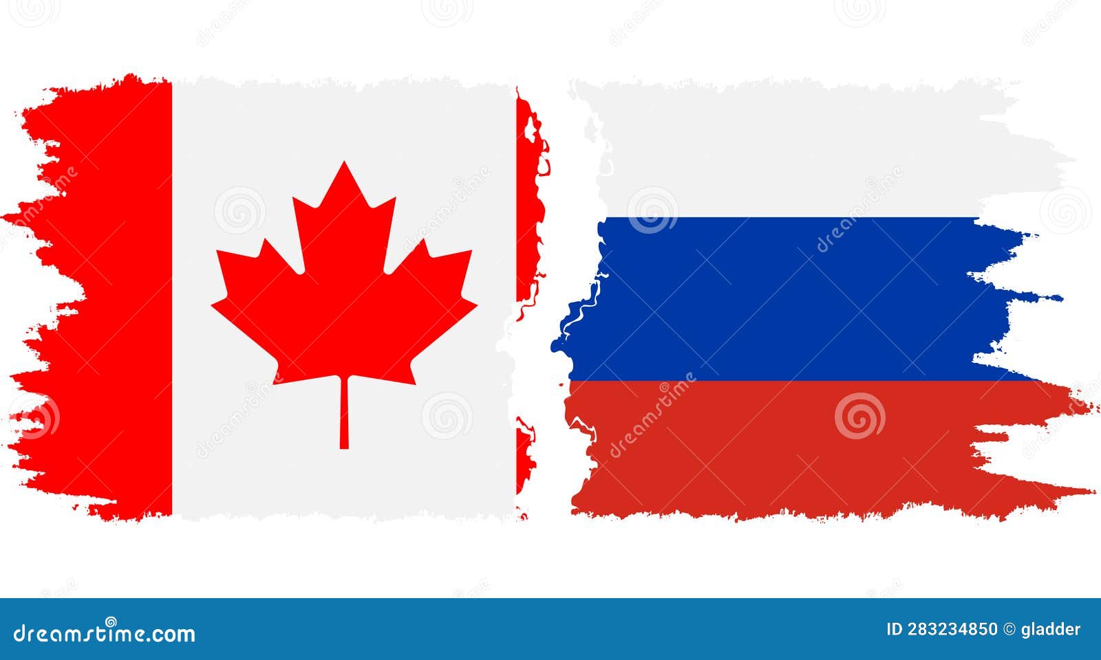 Russia and Canada Grunge Flags Connection Vector Stock Vector ...