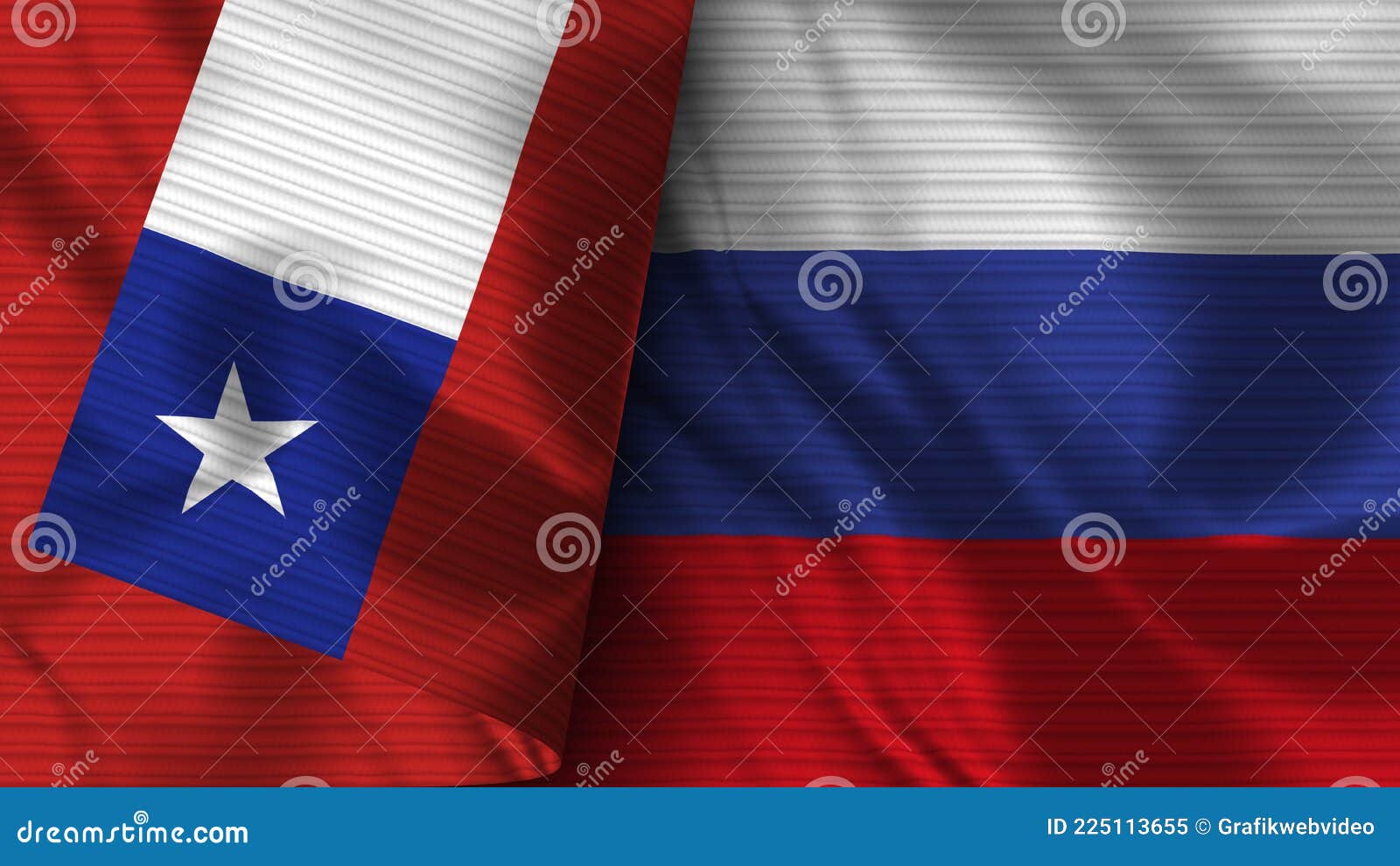 Russia and Chile Realistic Flag â€“ Fabric Texture Illustration Stock ...