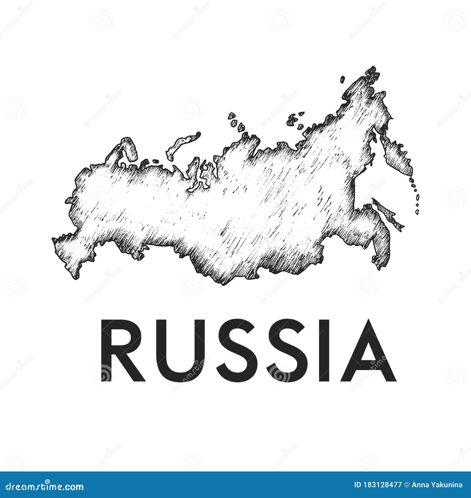 Russia Country Line or Bounds Map Vector Illustration Stock Vector ...