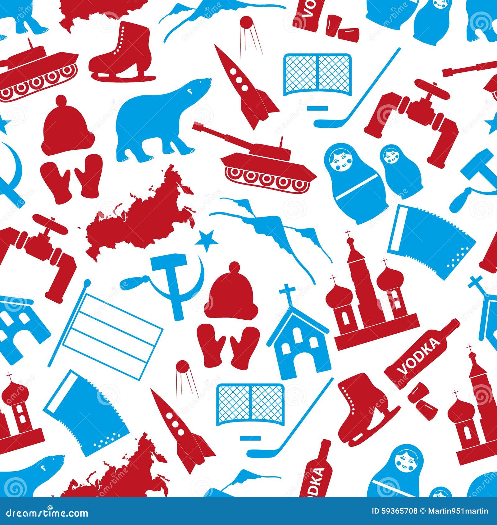 Russia Country Theme Symbols Seamless Pattern Eps10 Stock Illustration ...
