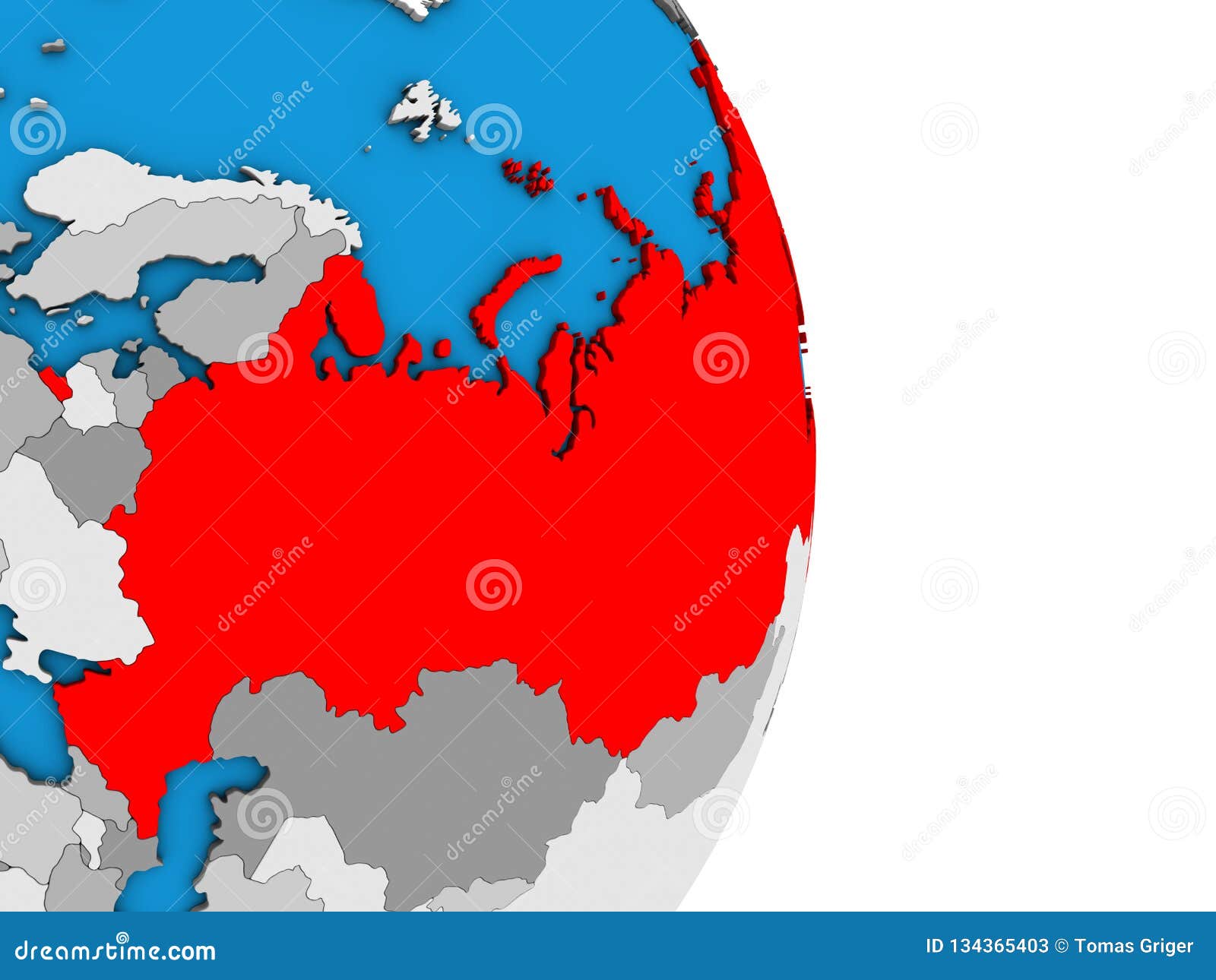 Russia on 3D globe stock illustration. Illustration of russia - 134365403