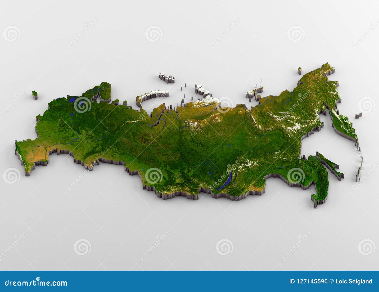 Russia 3D Physical Map with Relief Stock Illustration - Illustration of ...