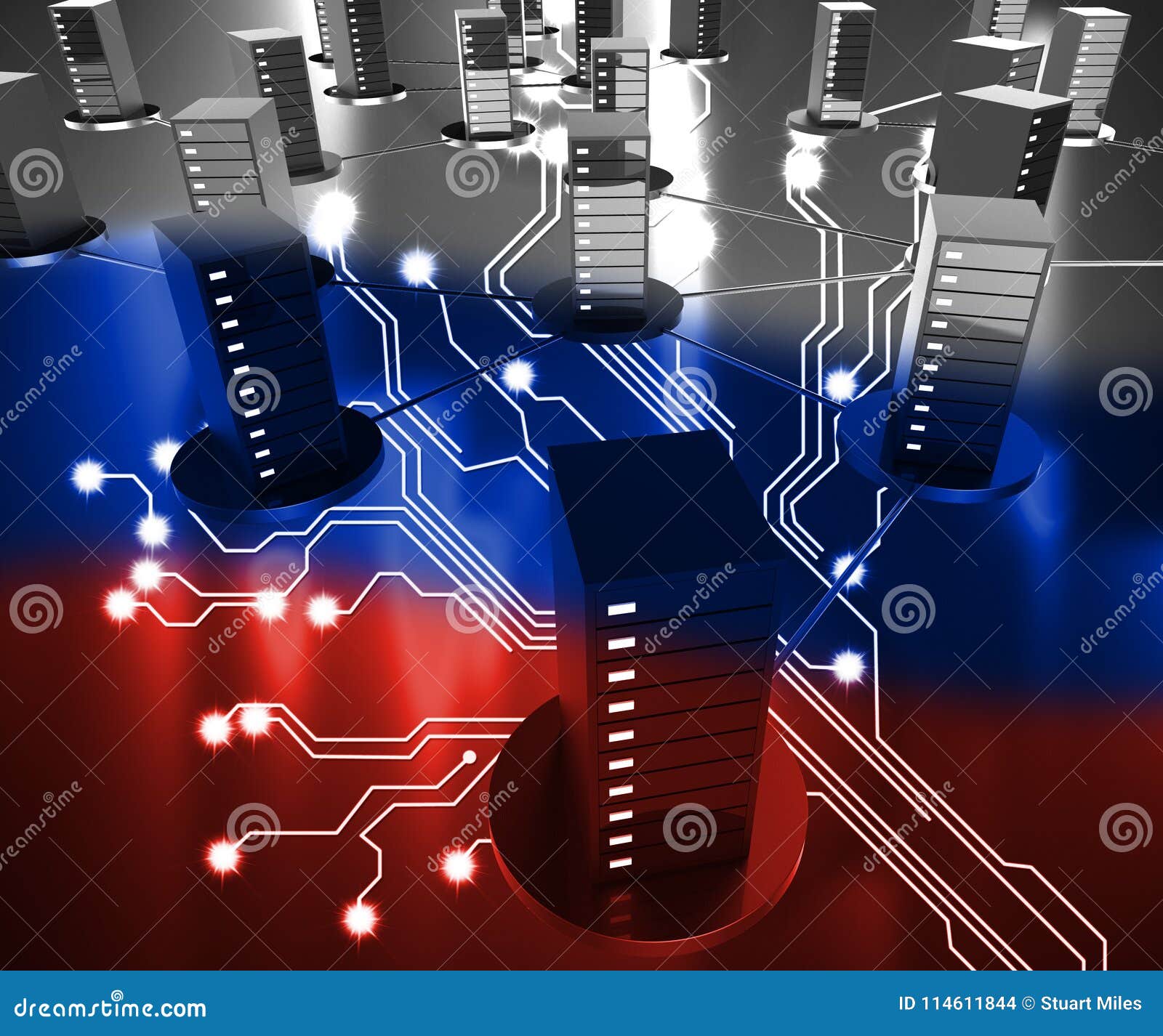 Russia Data Center Shows Hacking 3d Illustration Stock Illustration ...