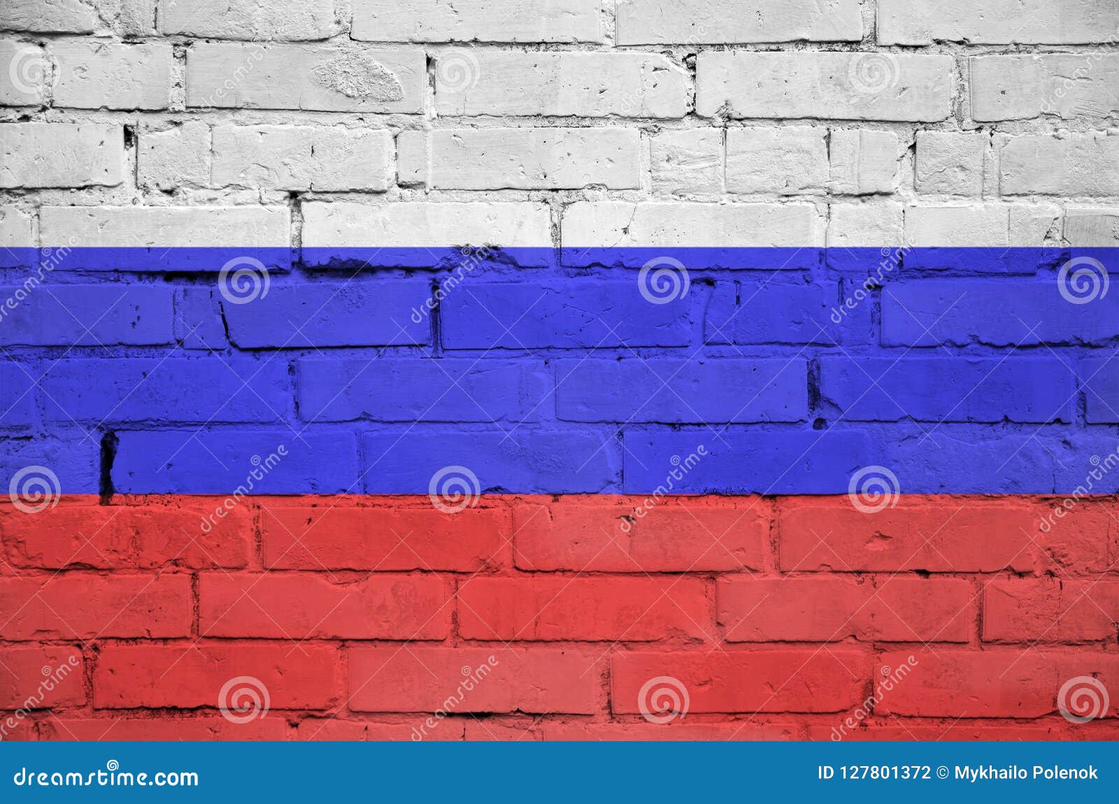 Russia Flag is Painted Onto an Old Brick Wall Stock Photo - Image of ...