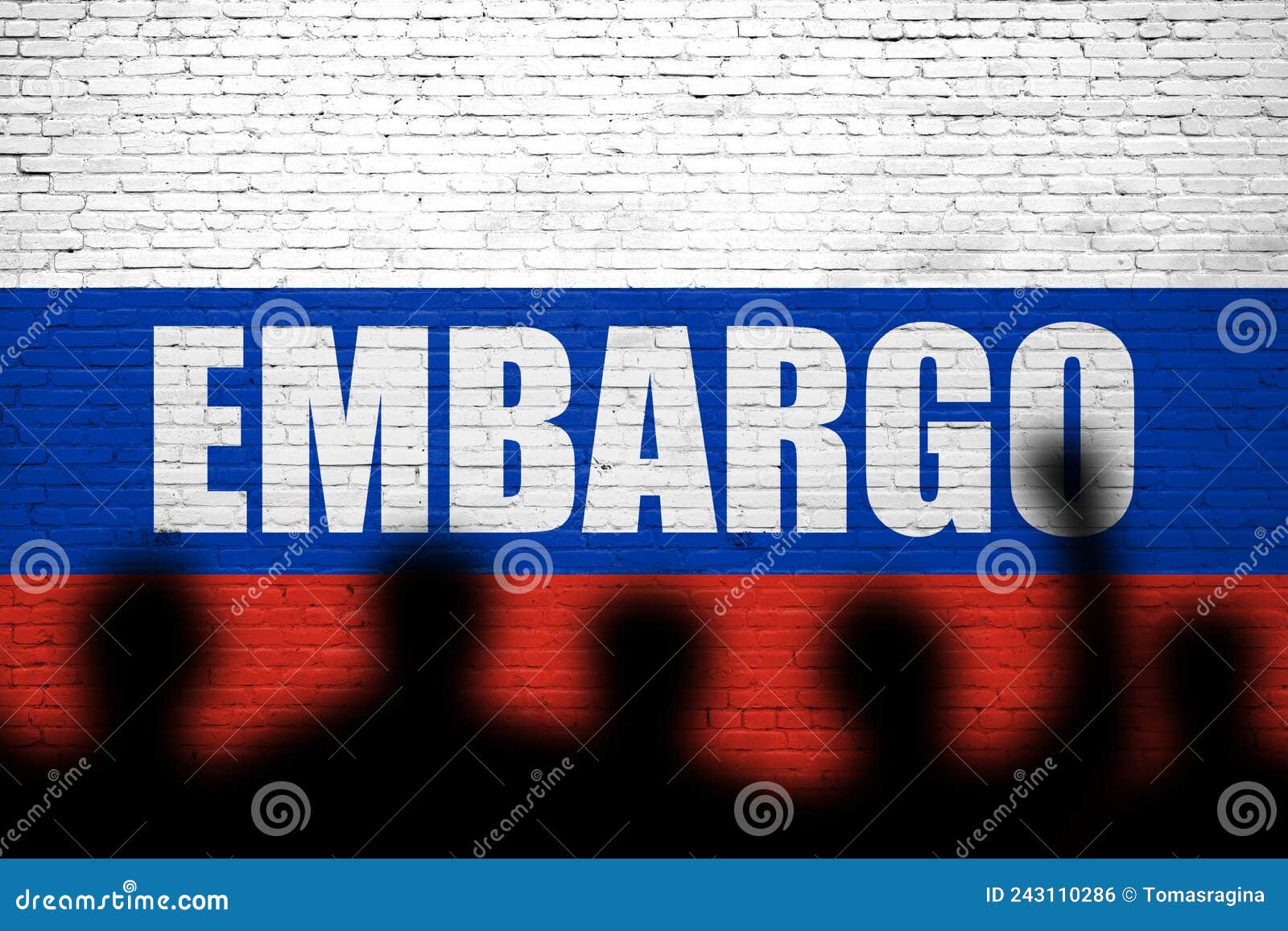 Russia Flag with Word Embargo Stock Photo - Image of geopolitics ...