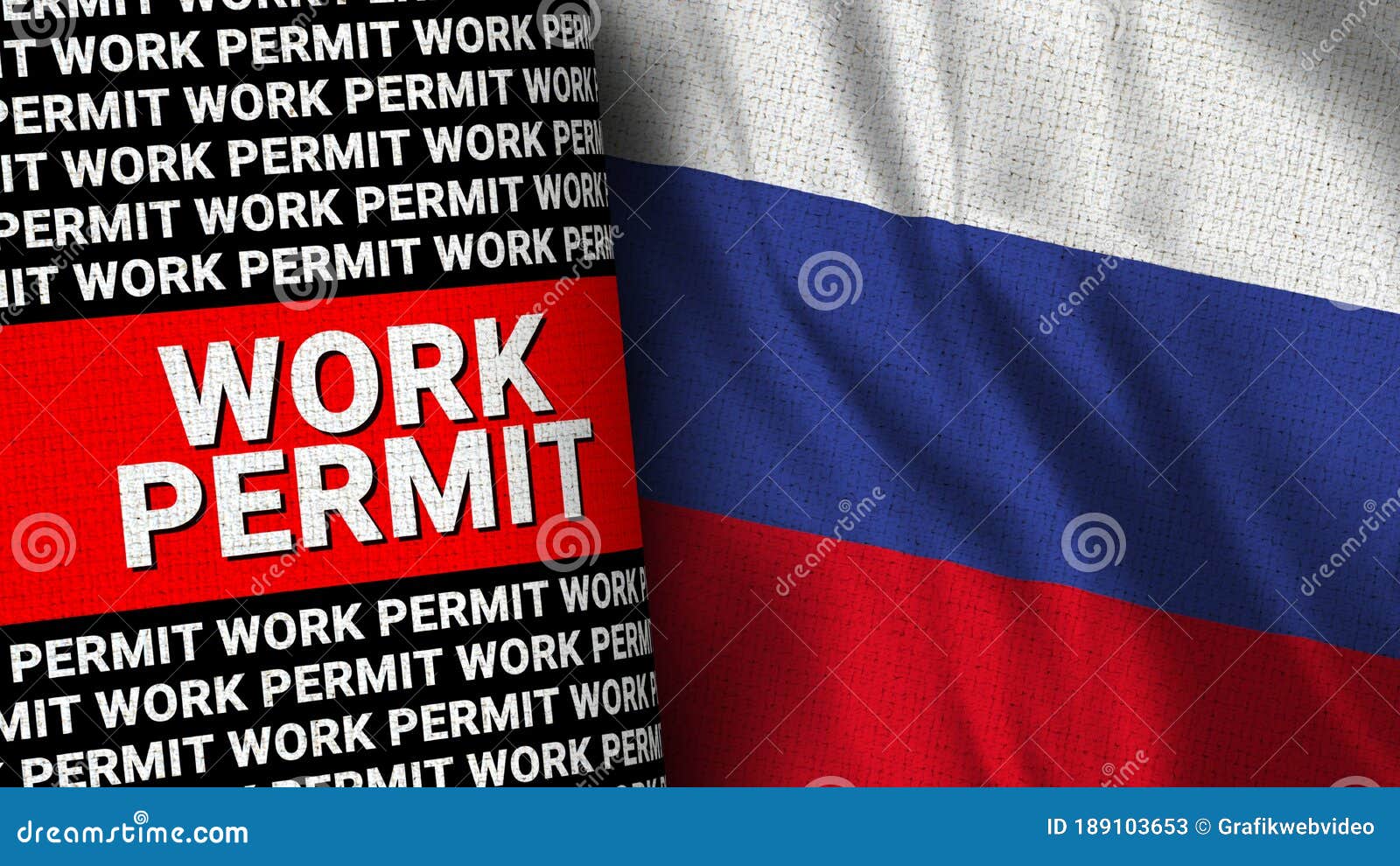 Russia Flag with Work Permit Title Stock Illustration - Illustration of ...