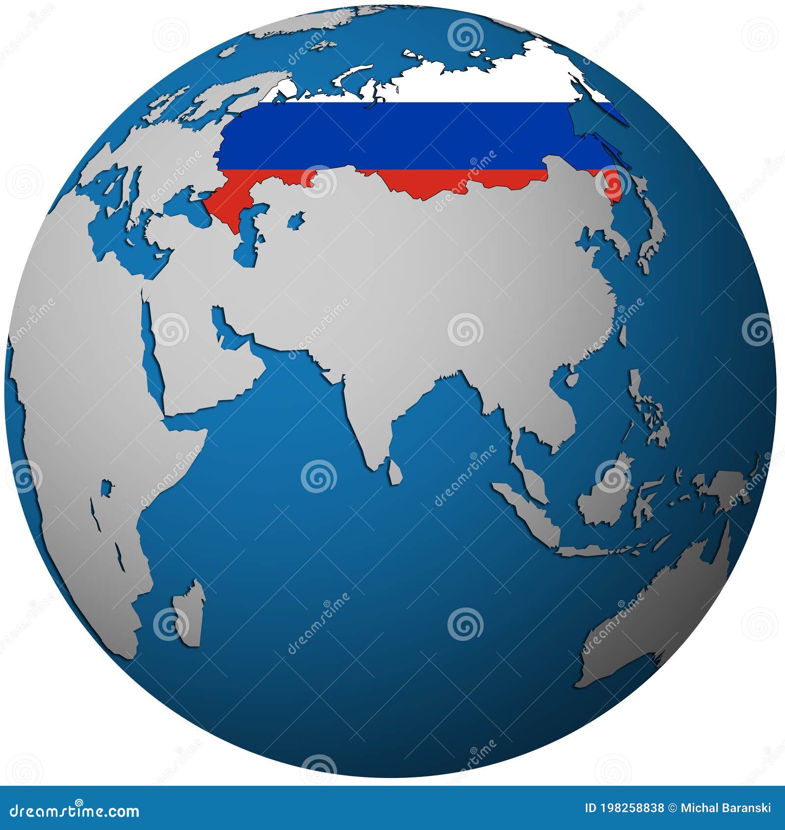 Russia on globe map stock illustration. Illustration of border - 198258838
