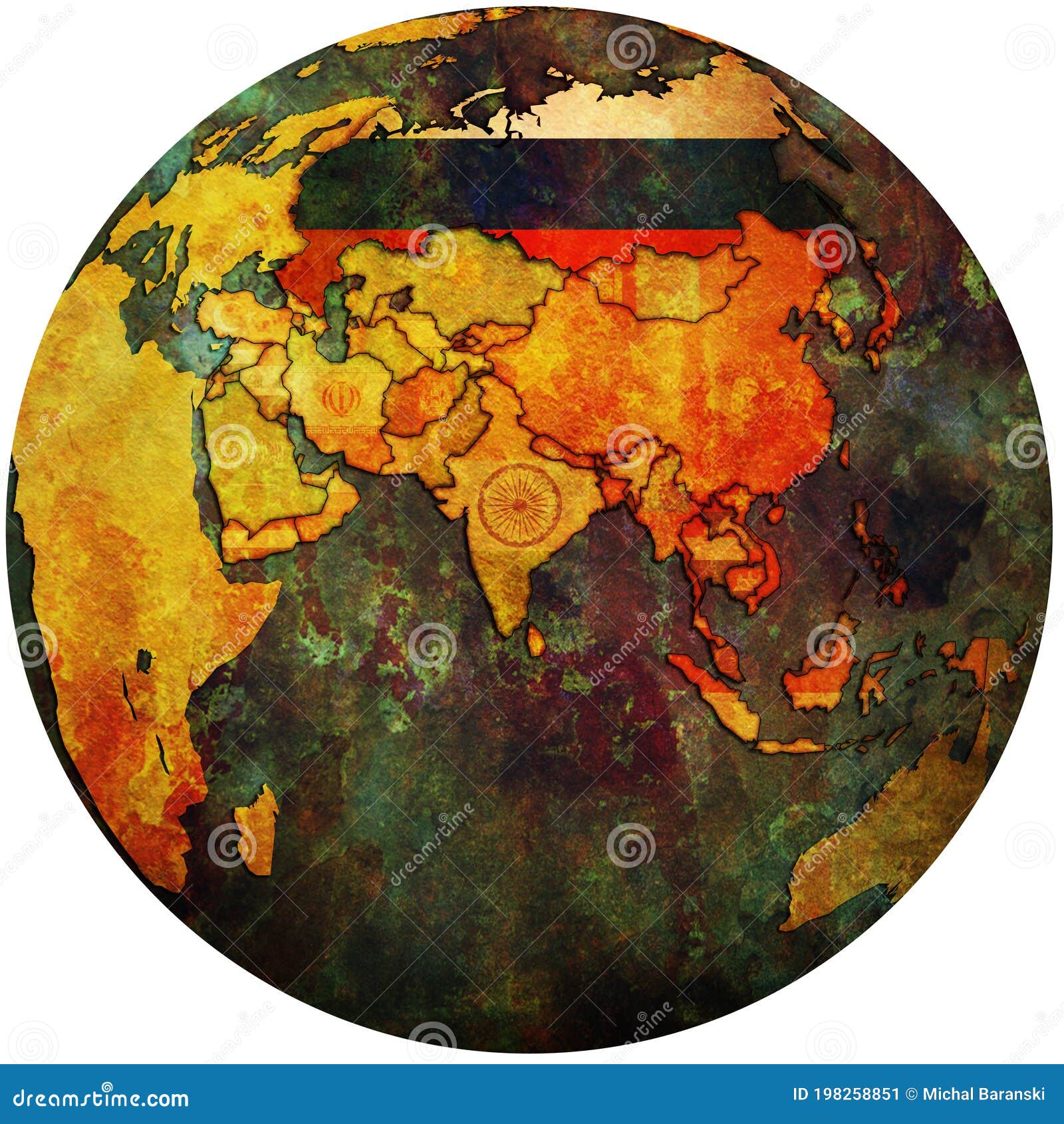 Russia on globe map stock illustration. Illustration of nation - 198258851