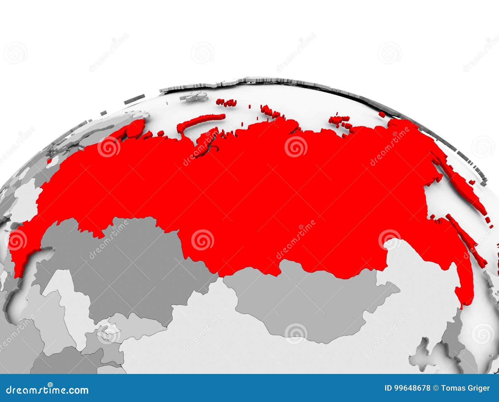 Russia on grey globe stock illustration. Illustration of grey - 99648678