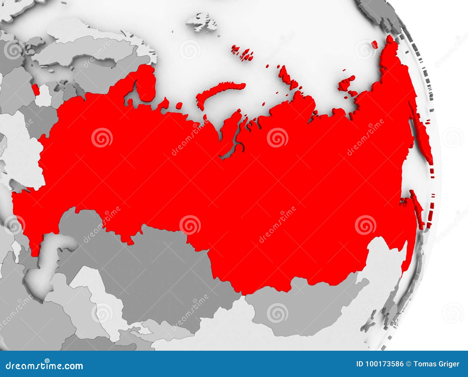 Russia on Grey Political Globe Stock Illustration - Illustration of ...