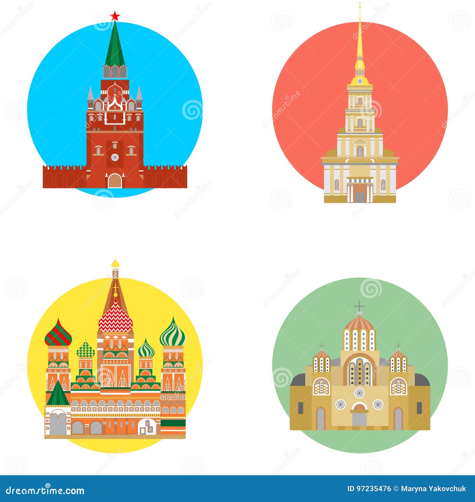 Russia icons set stock vector. Illustration of material - 97235476