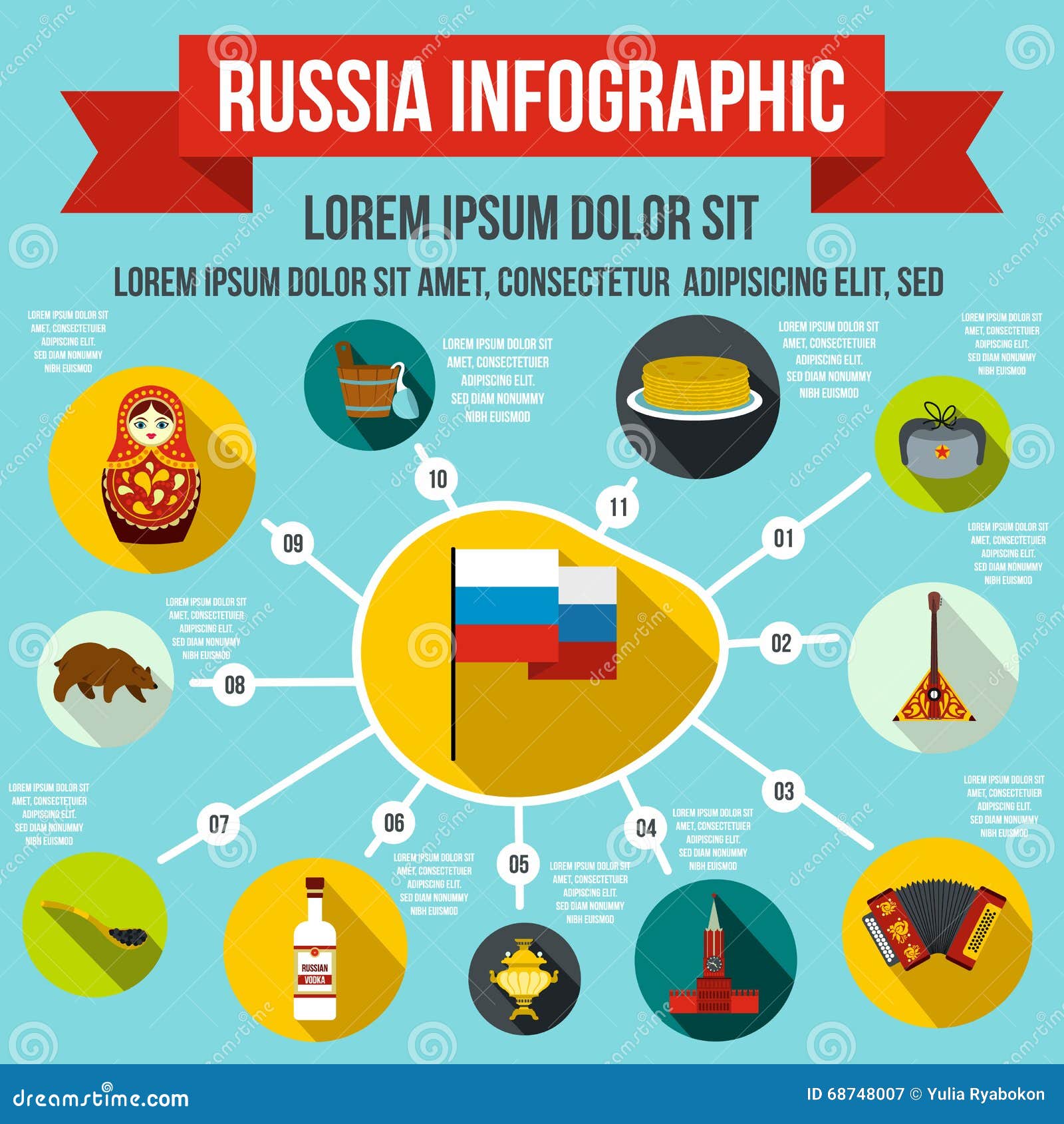 Russia Infographic Elements, Flat Style Stock Vector - Illustration of ...