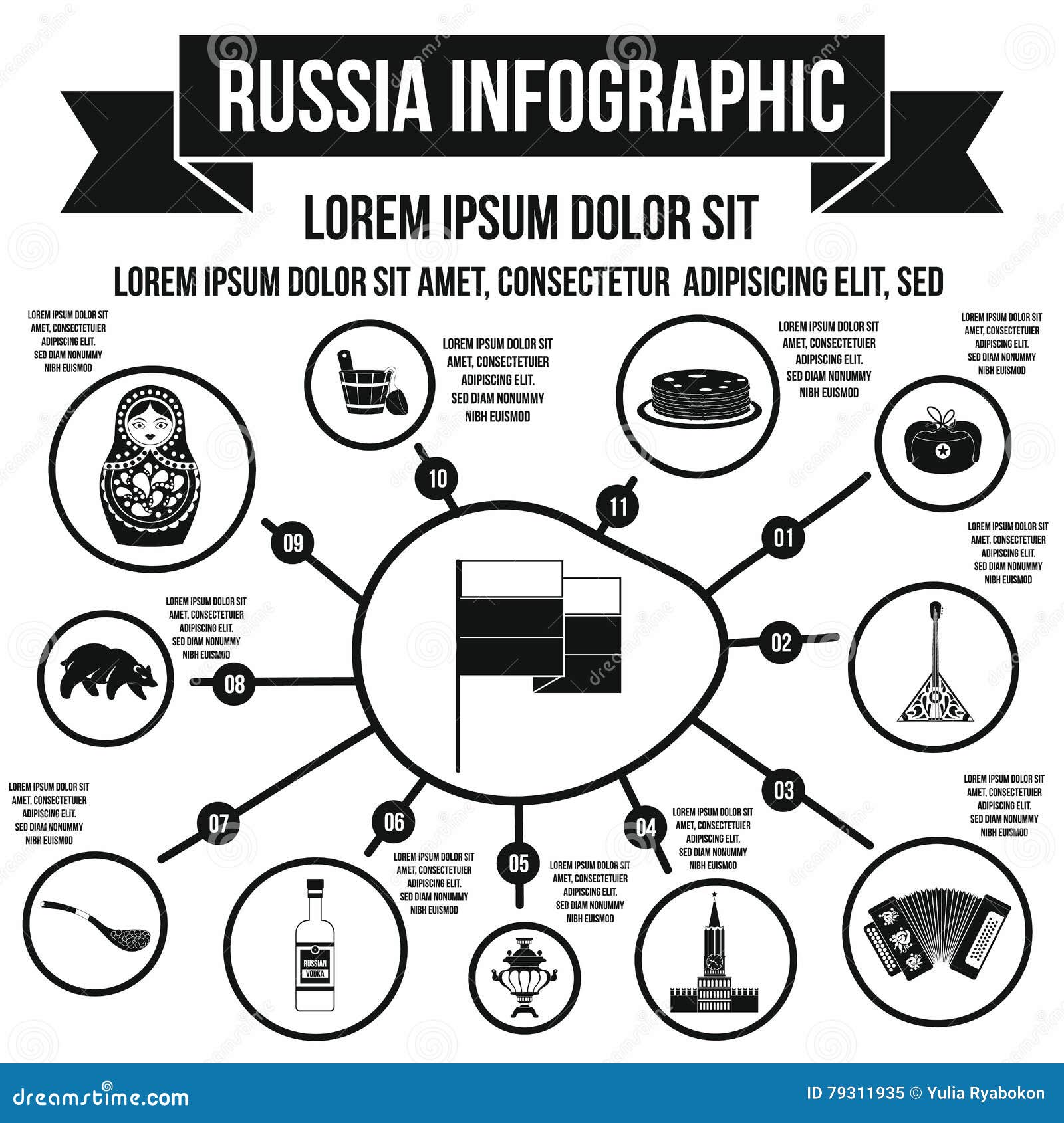 Russia Infographic Elements, Simple Style Stock Vector - Illustration ...