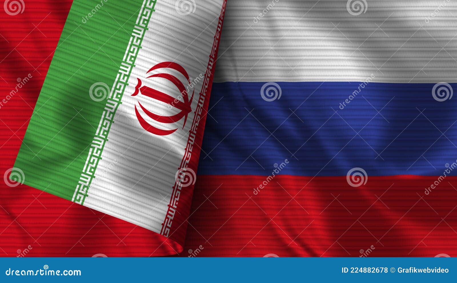 Russia and Iran Realistic Flag â€“ Fabric Texture Illustration Stock ...
