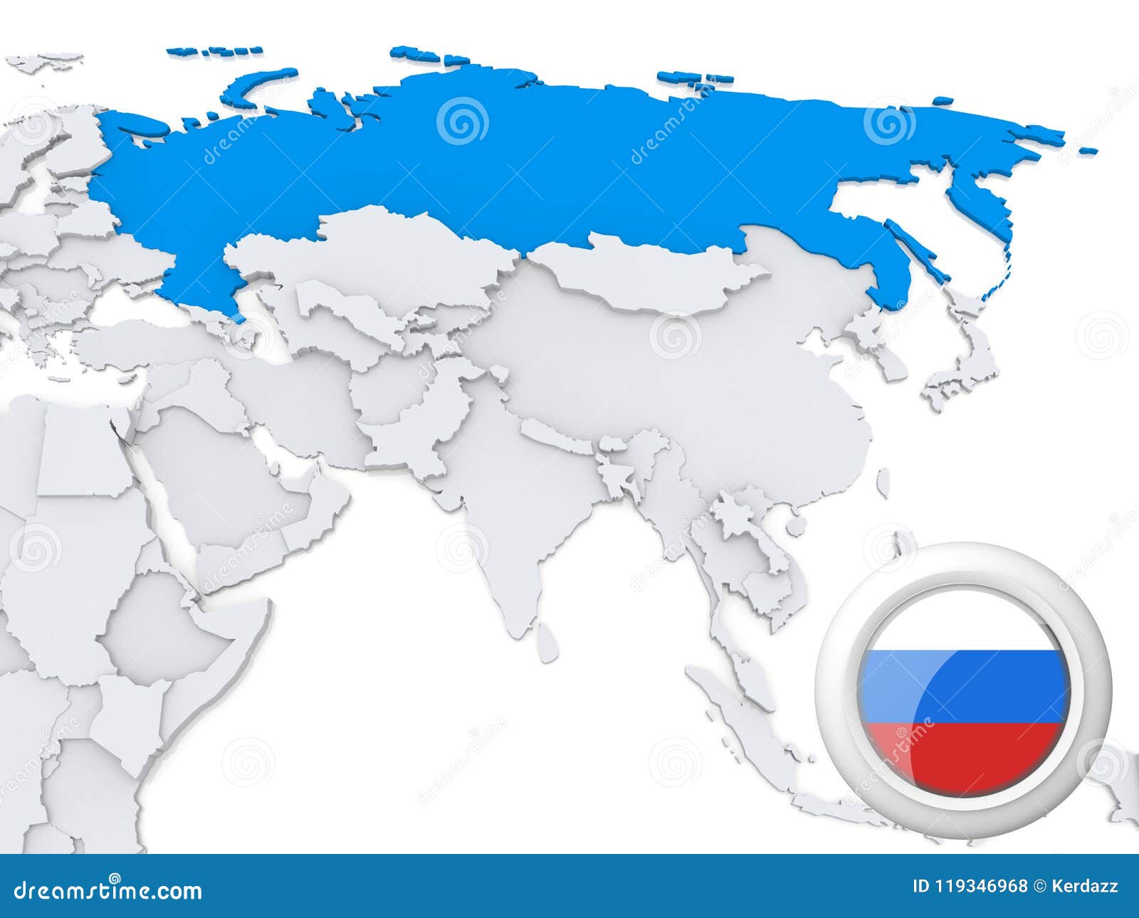 Russia on map of Asia stock illustration. Illustration of national ...