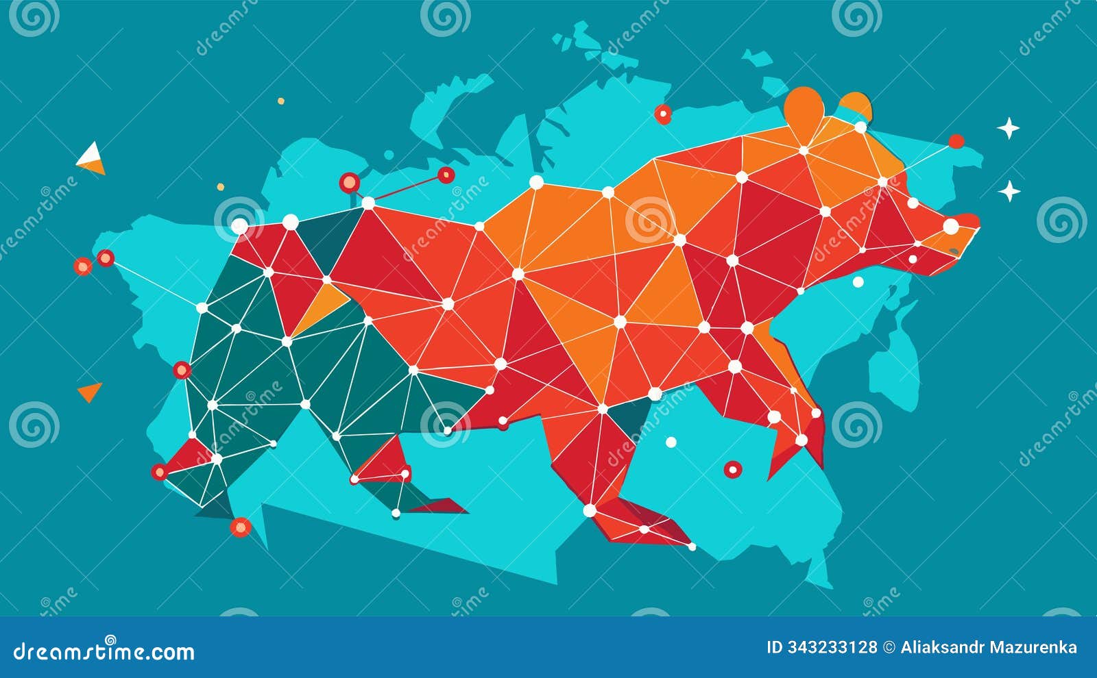 Russia Map with Bear from Lines, Triangles and Particle Style Design ...
