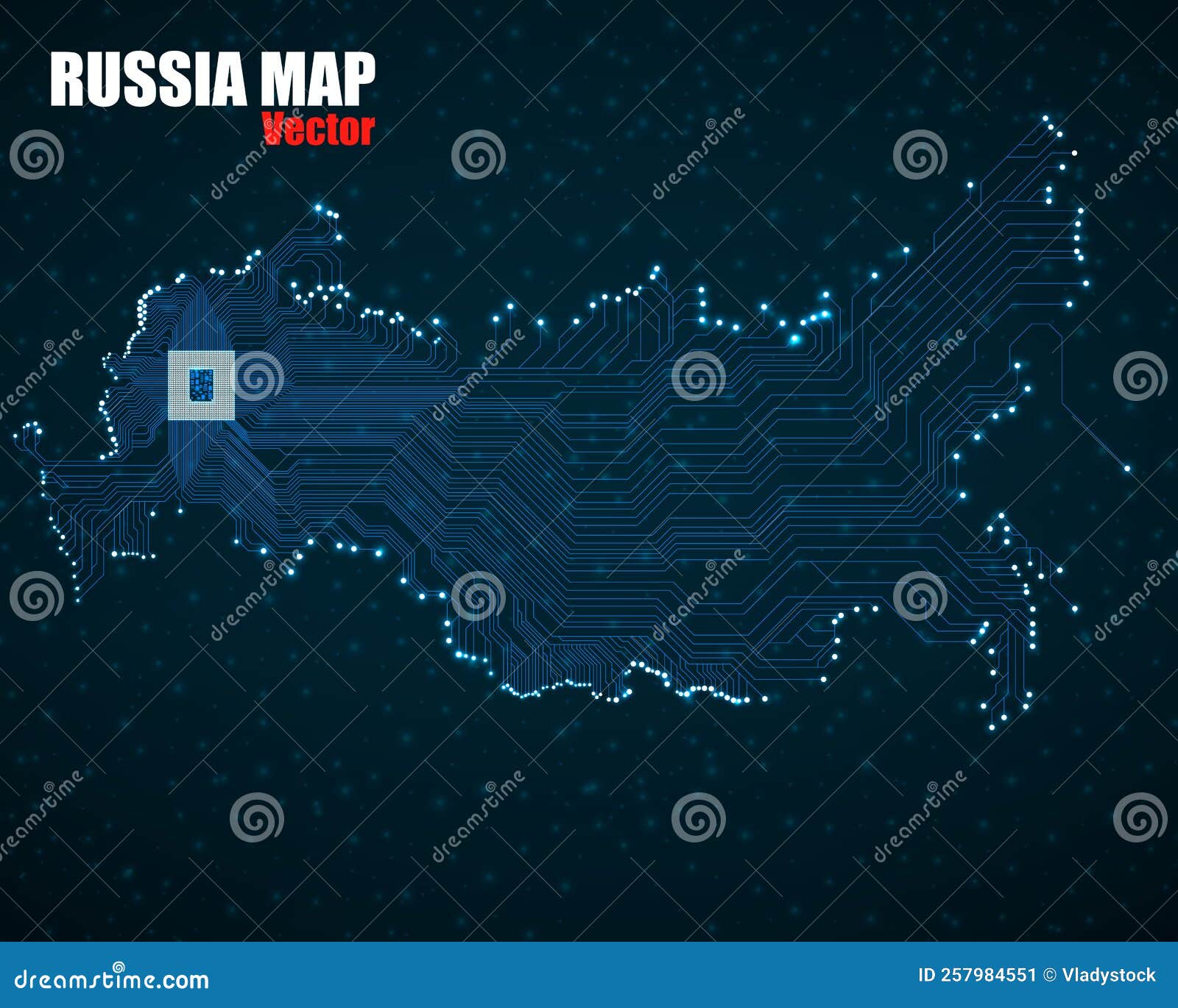 Russia Map with Cpu. Glowing Circuit Board Stock Vector - Illustration ...