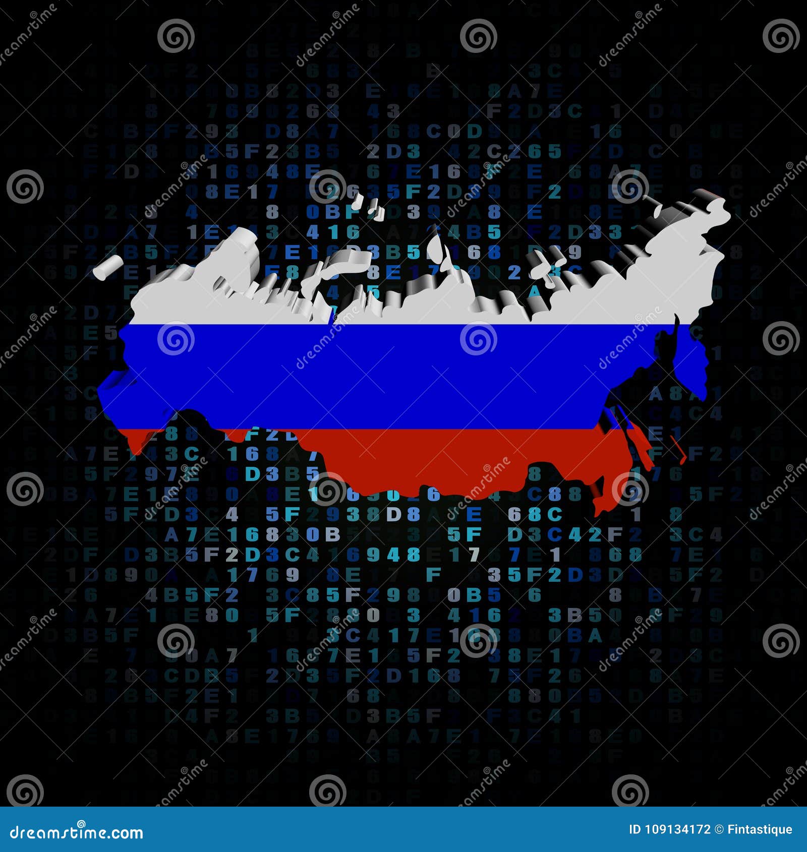 Russia Map Flag on Hex Code Illustration Stock Illustration ...