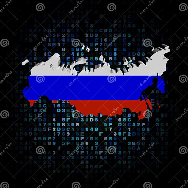 Russia Map Flag on Hex Code Illustration Stock Illustration ...