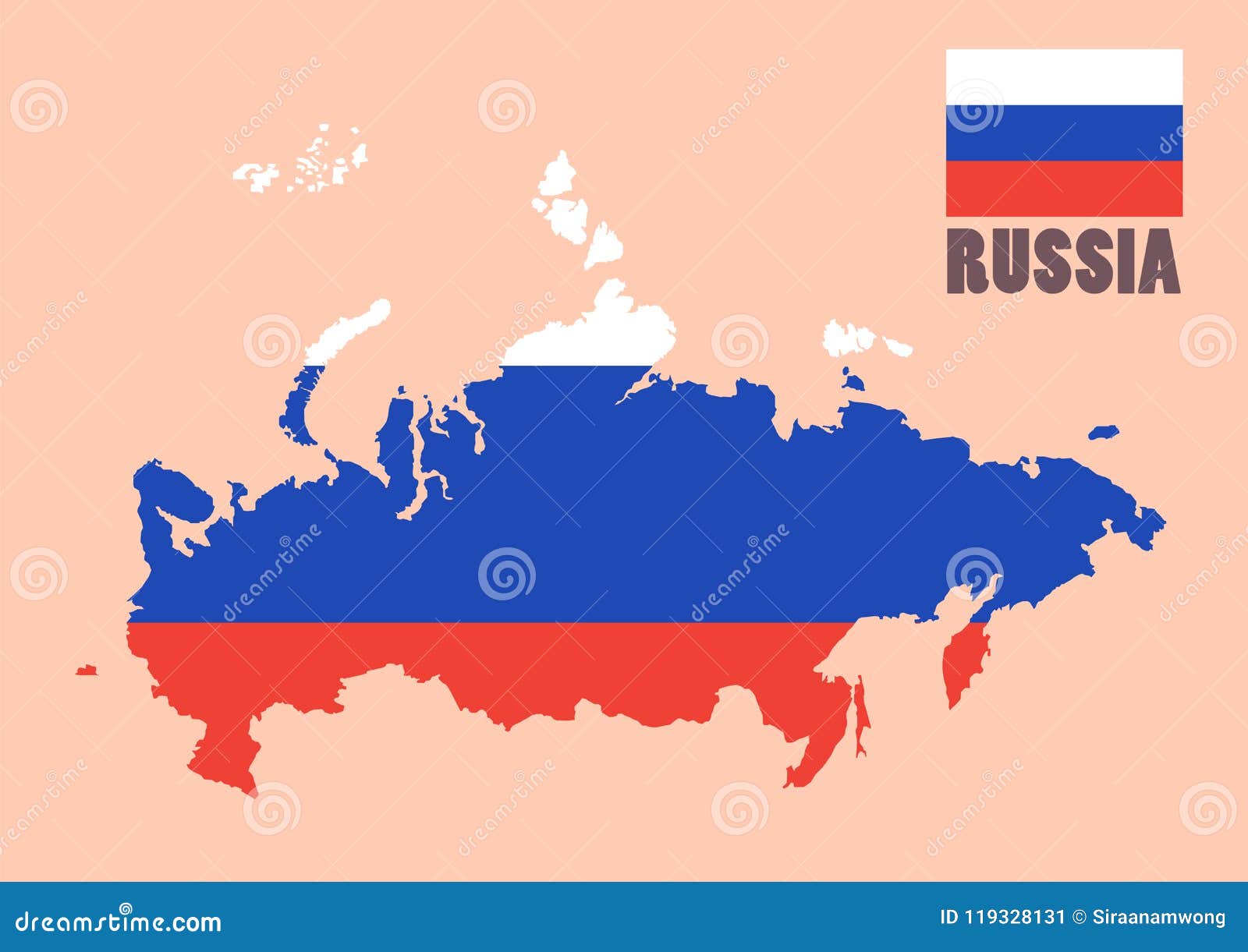 Russia Map with Flag Background Stock Vector - Illustration of ...