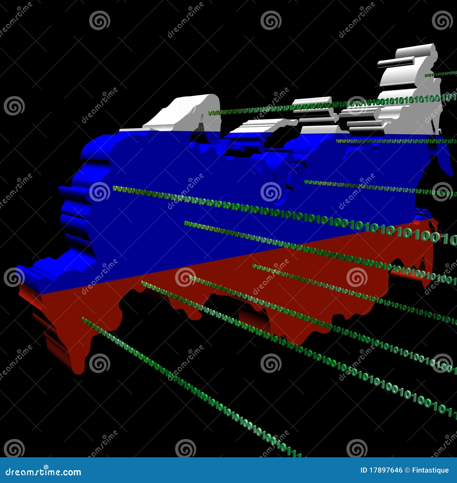 Russia Map Flag with Green Code Stock Illustration - Illustration of ...