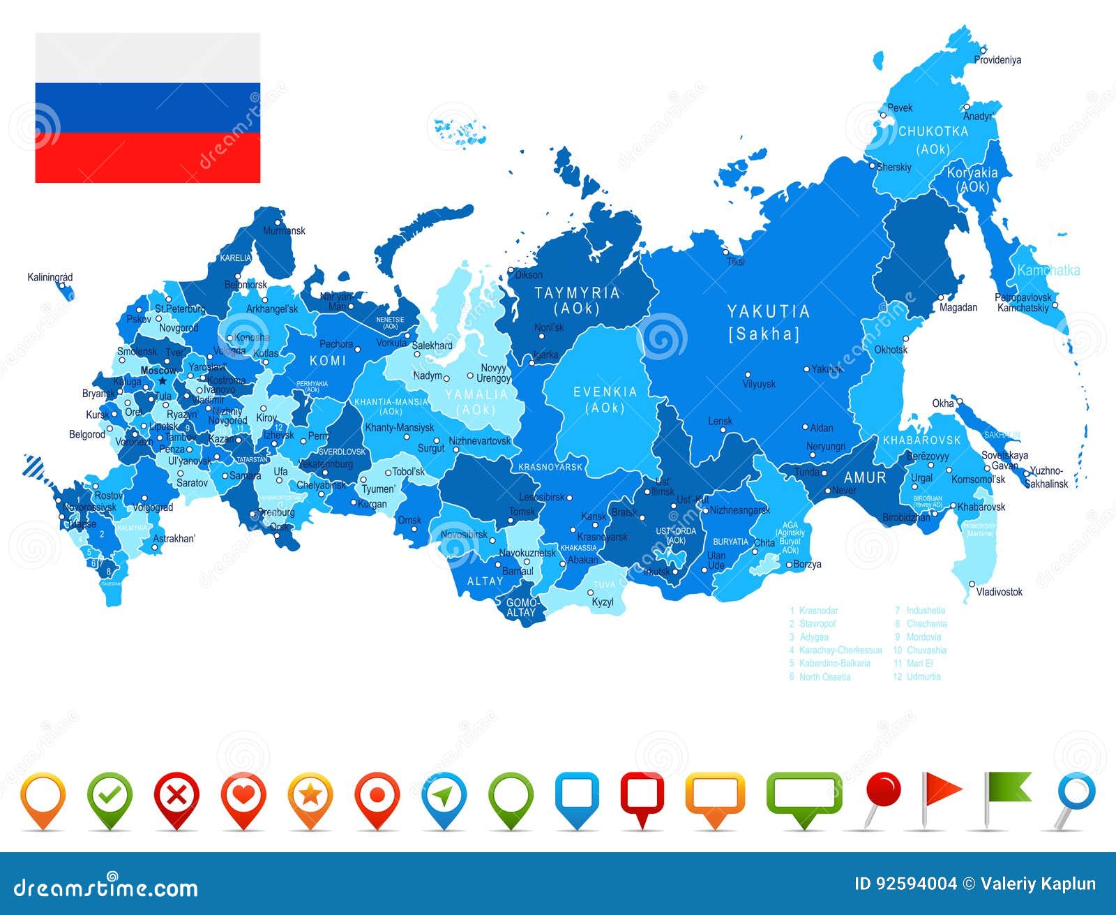 Russia - Map and Flag - Illustration Stock Illustration - Illustration ...